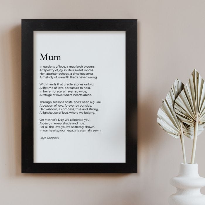 Mothers Day Poem Print & Frame