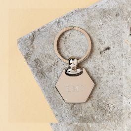 Hexagon Engraved Metal Keyring (Initials) Aldgate | Snappy Snaps