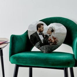 Suede Heart-Shaped Photo Cushion Putney | Snappy Snaps